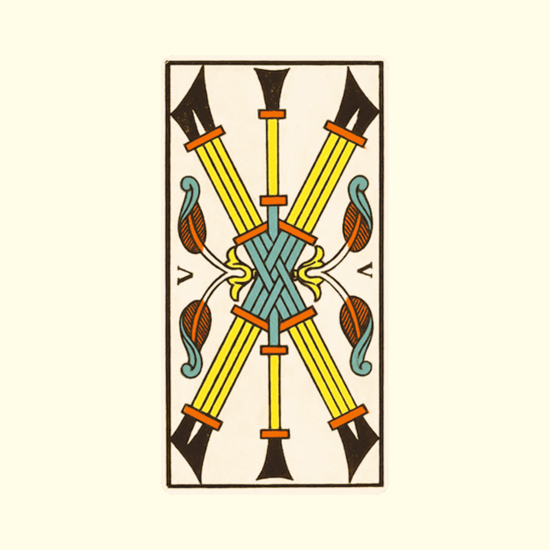 Guide du tarot : Le Cinq de Bâton | Aeternum
